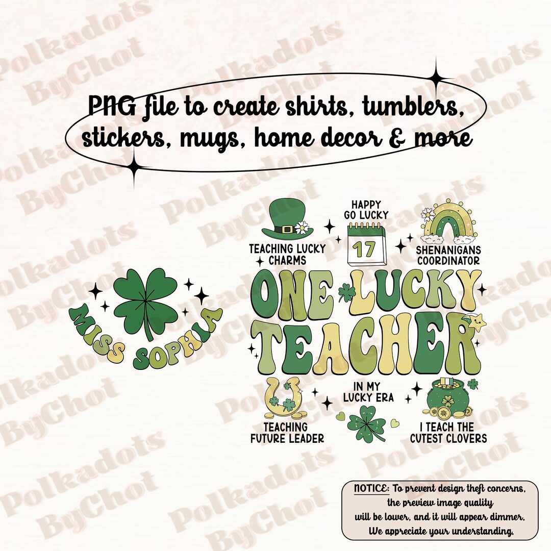 Teacher St Patrick's Day Png, Personalized Teacher Png, One Lucky ...