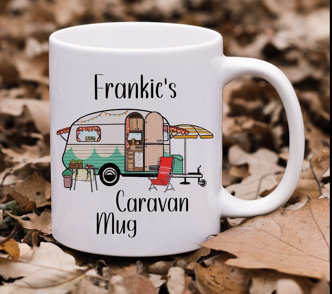 Coaster and Personalised Caravan Mug - Etsy UK