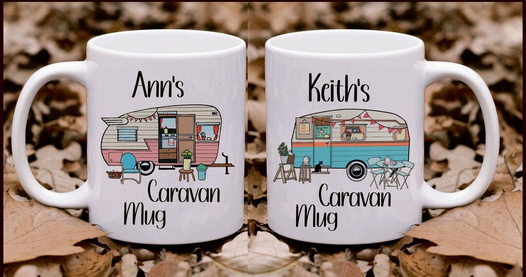 Coaster and Personalised Caravan Mug - Etsy UK