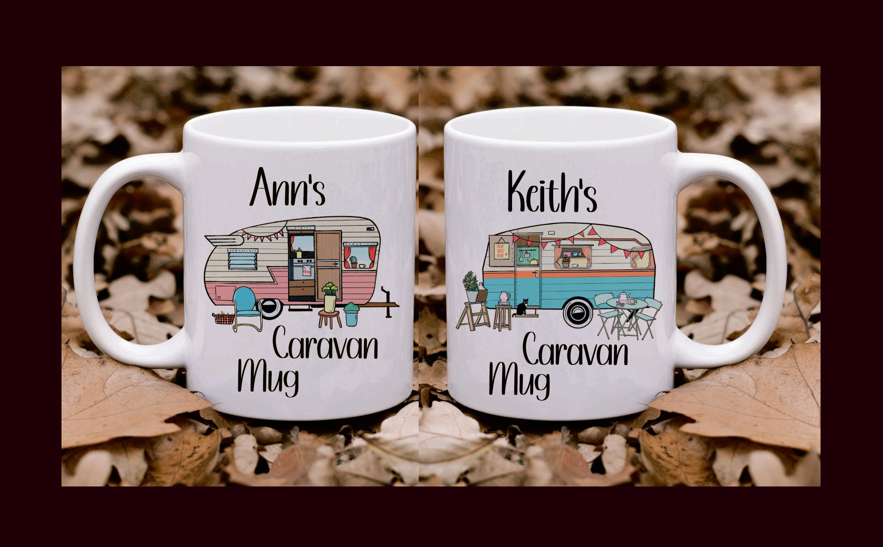 Coaster and Personalised Caravan Mug - Etsy UK