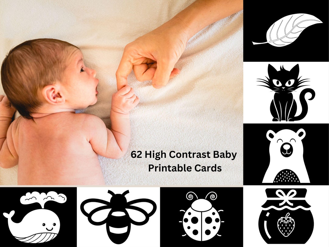 62 High-contrast Cards for Newborns Printable PDF Visual Stimulation ...