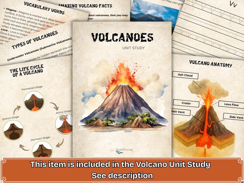 Volcano Life Cycle Printable: Earth Science Geology Diagram (PDF) - Etsy