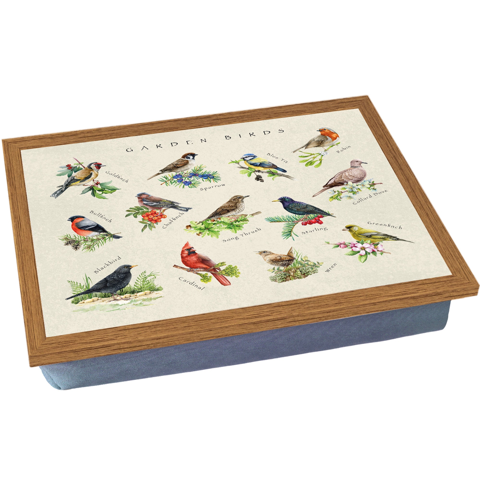 Garden Birds LAP TRAY With Cushion: Bird Lovers Bean Bag Cushion Tray ...