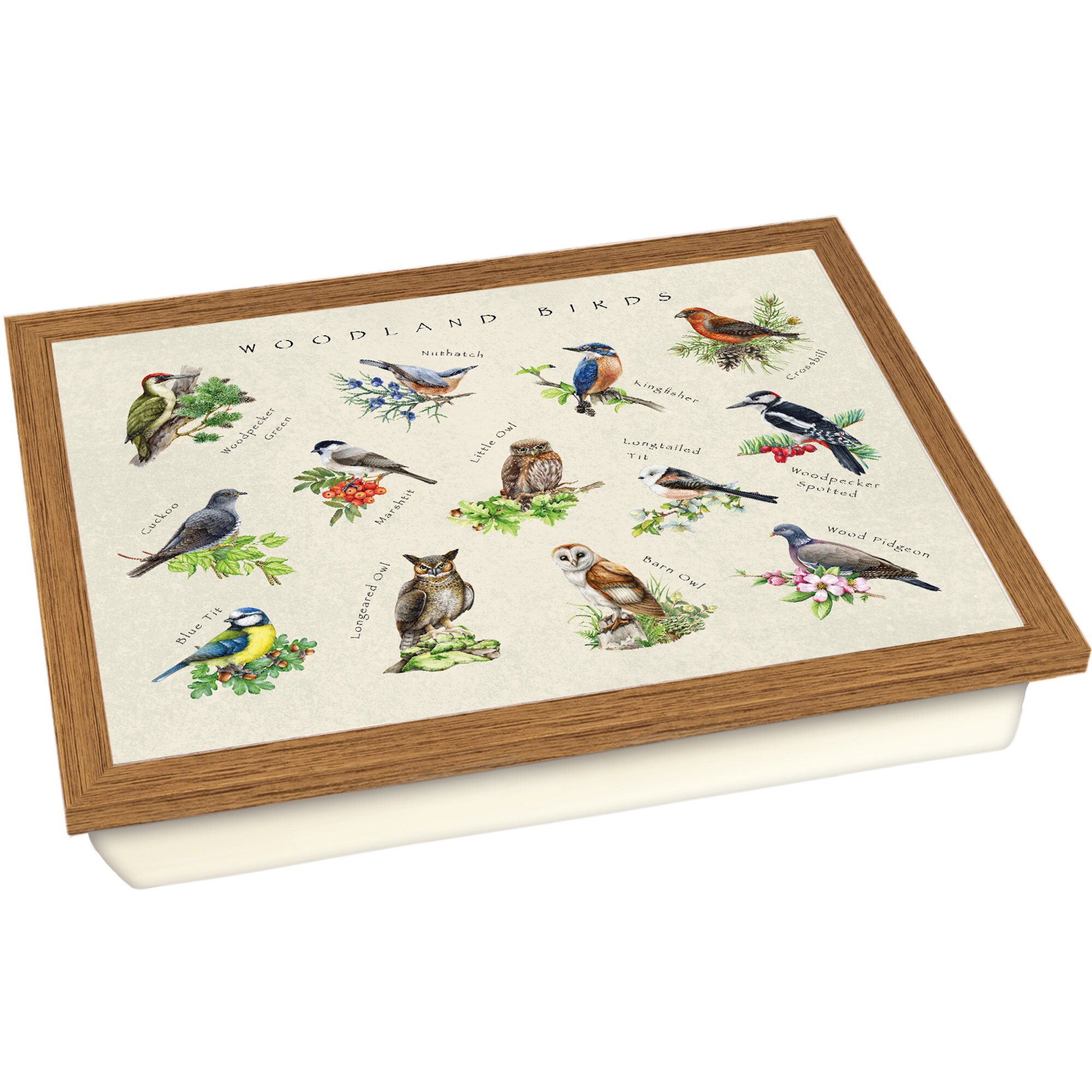 Woodland Birds LAP TRAY With Cushion: Bird Lovers Bean Bag Cushion Tray ...