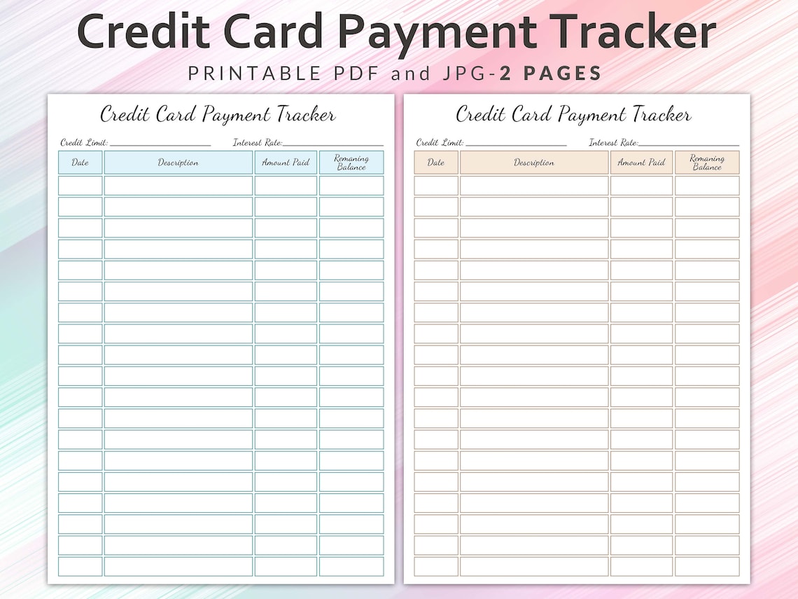Printable Credit Card Payment Tracker, Credit Card Payment Plan - Etsy Printable Credit Card Payment Tracker, Credit Card Payment Plan - Etsy