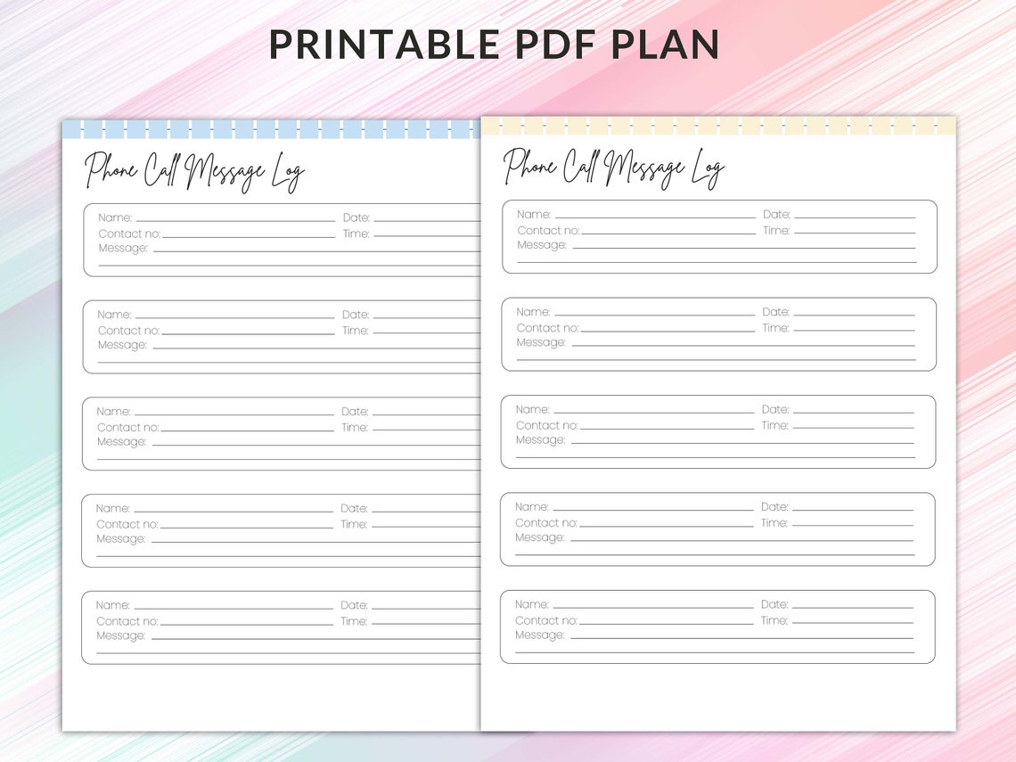 Printable Phone Message Log, Phone Call Message Log, Conversation ...