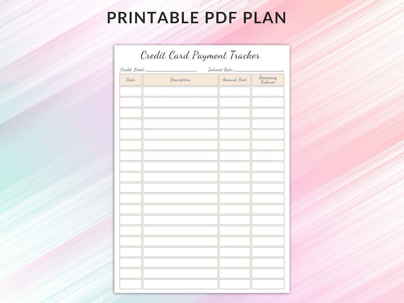 Printable Credit Card Payment Tracker, Credit Card Payment Plan - Etsy