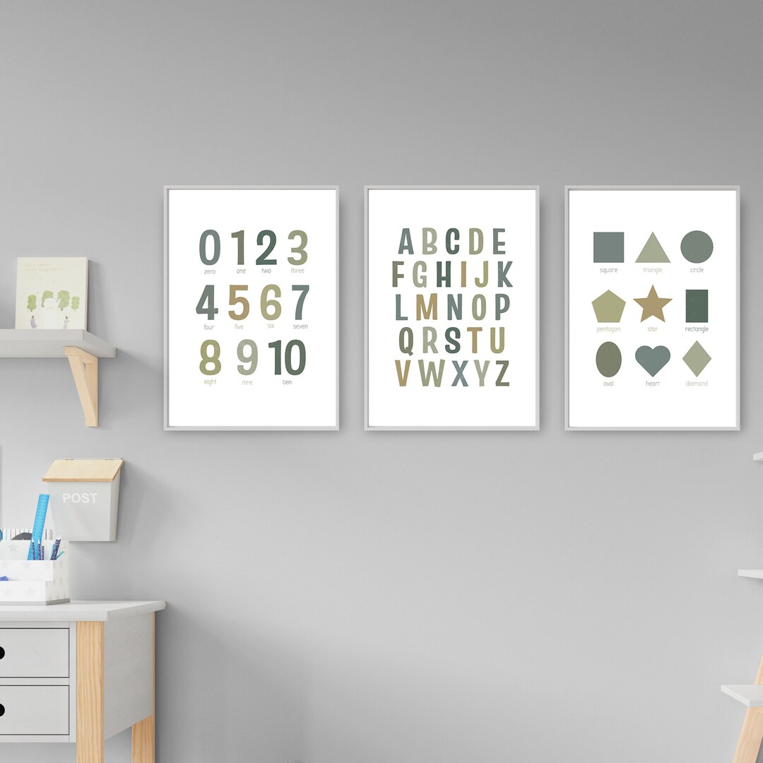 Educational Poster Set, Printable Wall Art Bundle. Kids Playroom ...