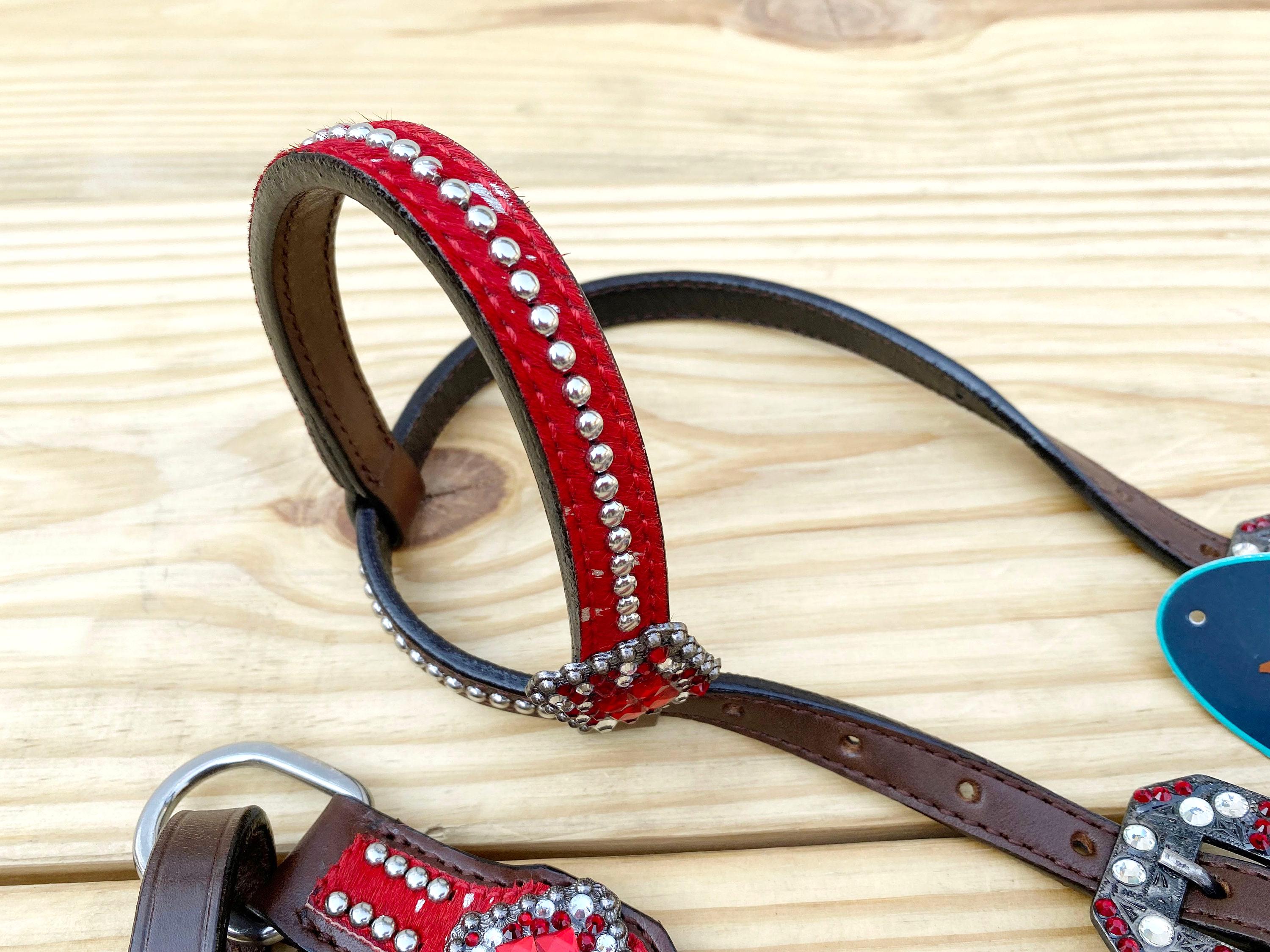 Red Leather Western Headstall & Breast Collar Set: Silver Rhinestone ...