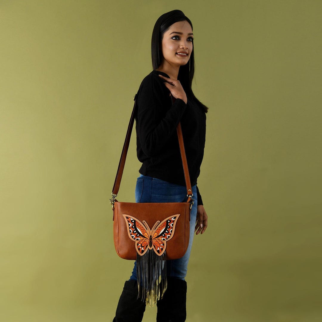 Butterfly Shoulder Bag. Handmade Leather Bag for Her With a Beautiful ...
