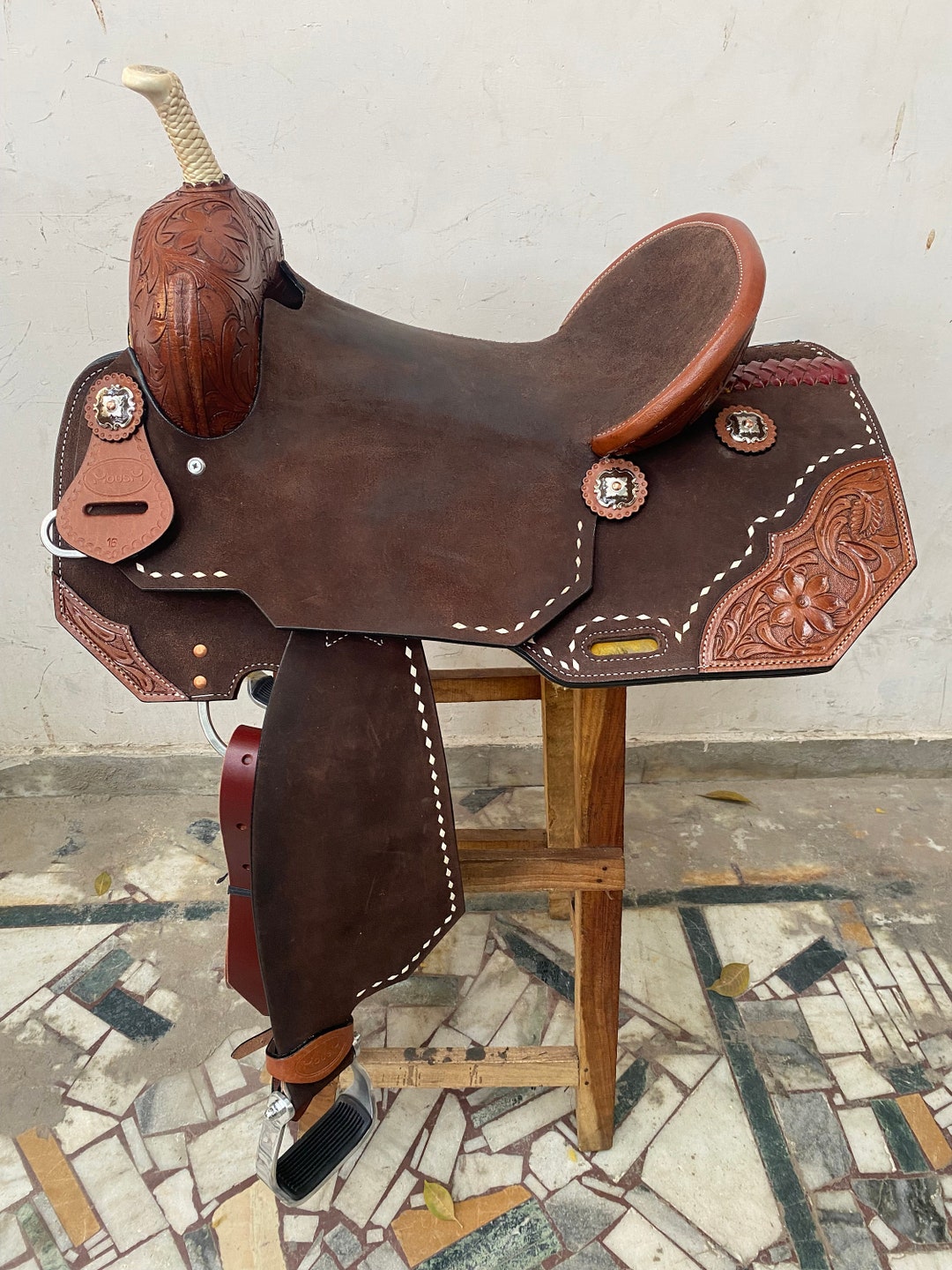 Western Saddle Tack, Real Handcrafted on Real Genuine Leather, Barrel ...