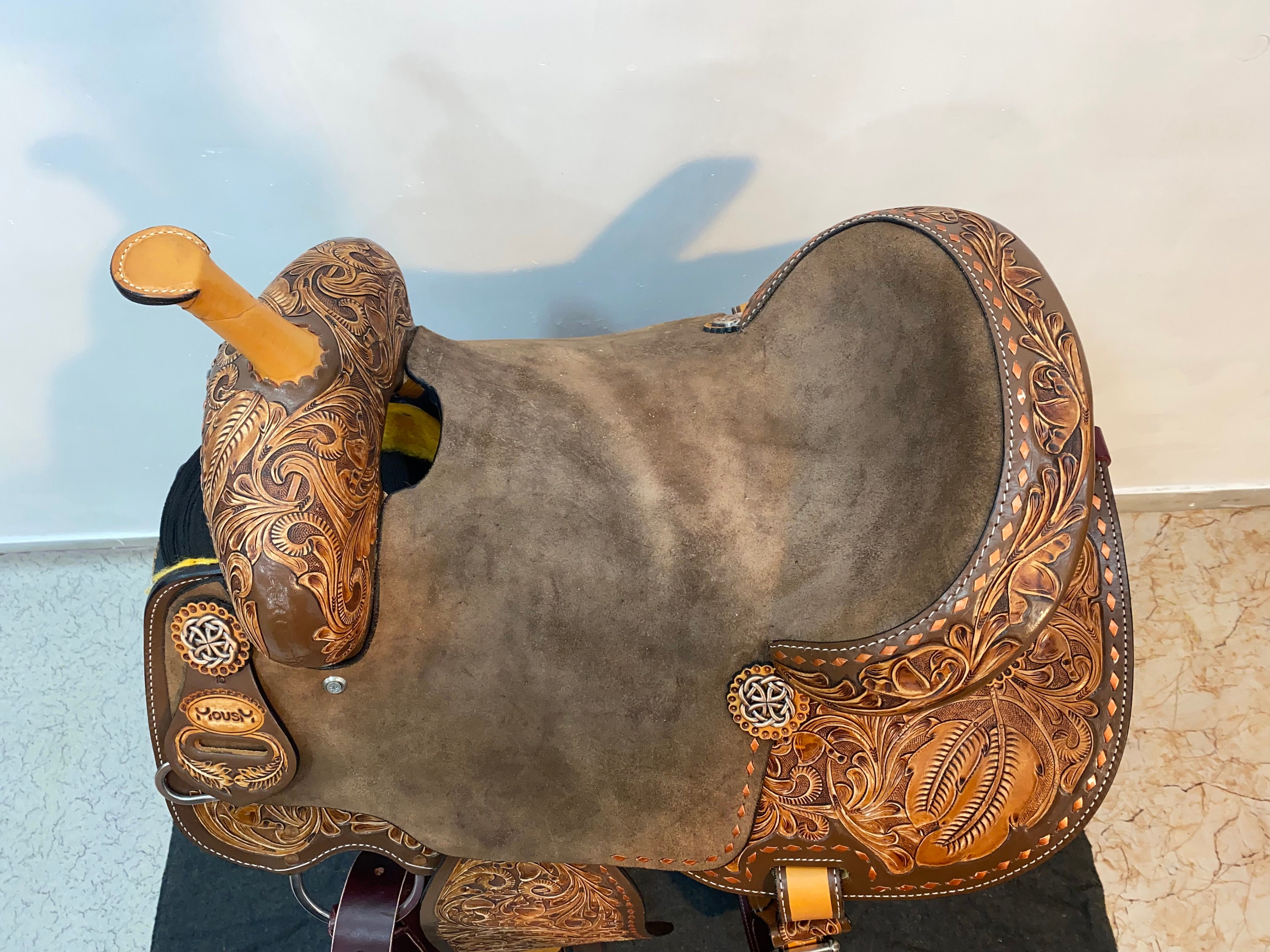 Mousm Argentina Leather Saddle Barrel Typr With Back Billets and 3 ...