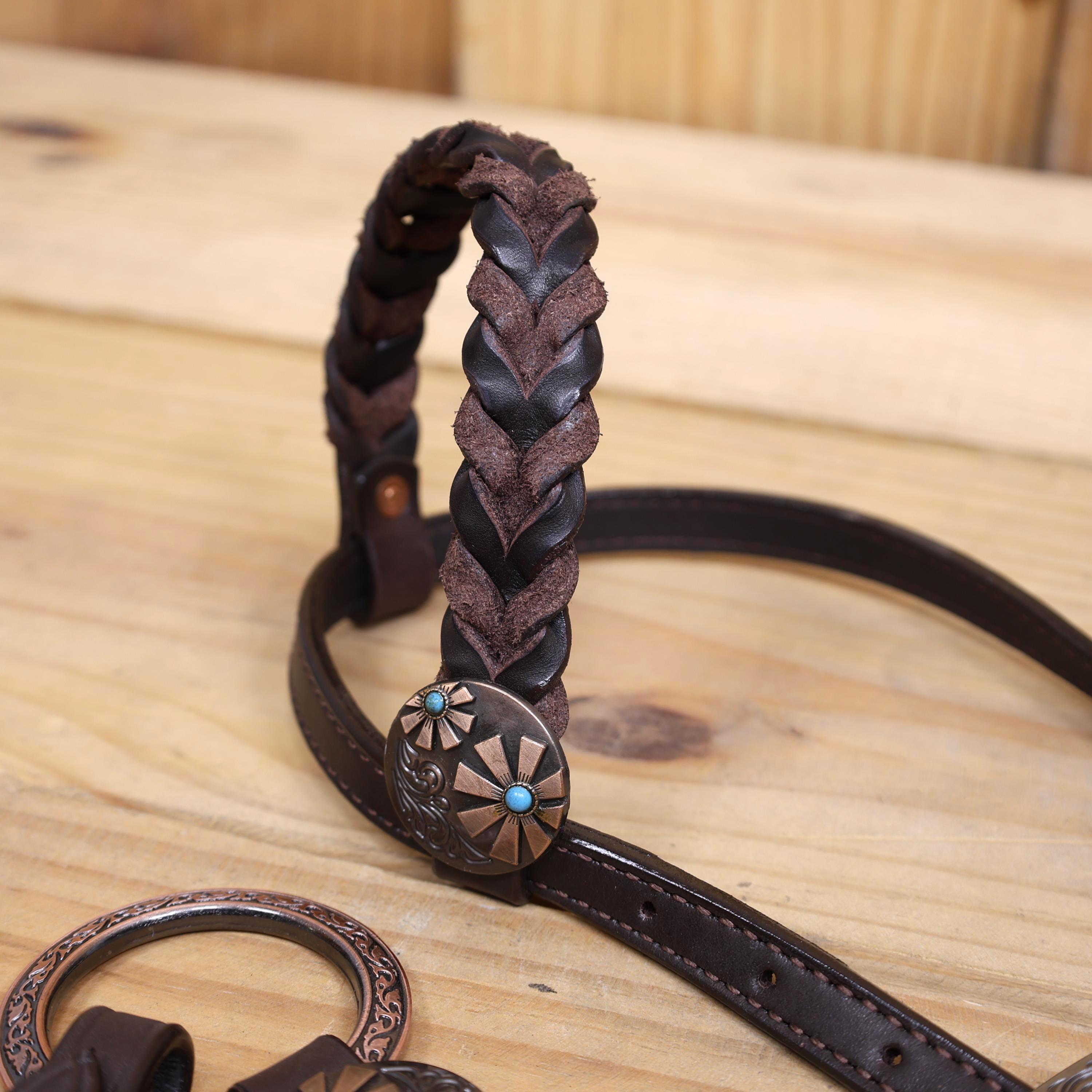 Ring Headstall Tack Set: Two Toned Flower Conchos, Full Horse Size Tack ...