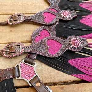 Valentine Day Western Leather Headstall and Breast Collar Tack Set for ...
