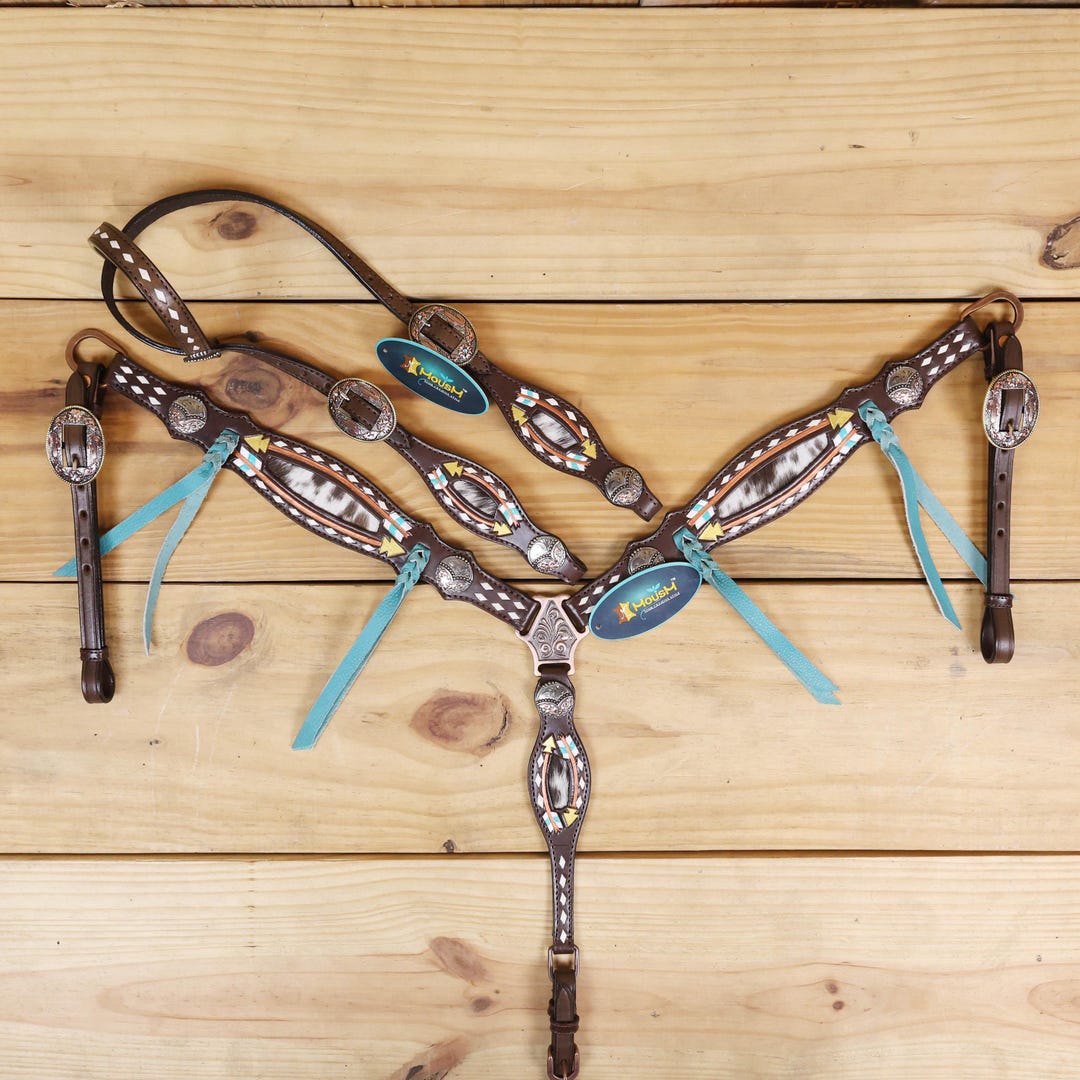 Buckstitch Headstall and Breast Collar Set for a Horse, Headstall With ...