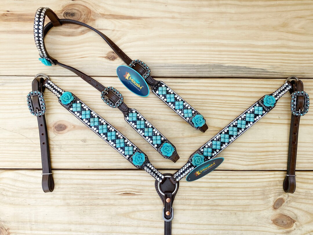 Leather Headstall and Breast Collar Western Leather Tack Set for the ...