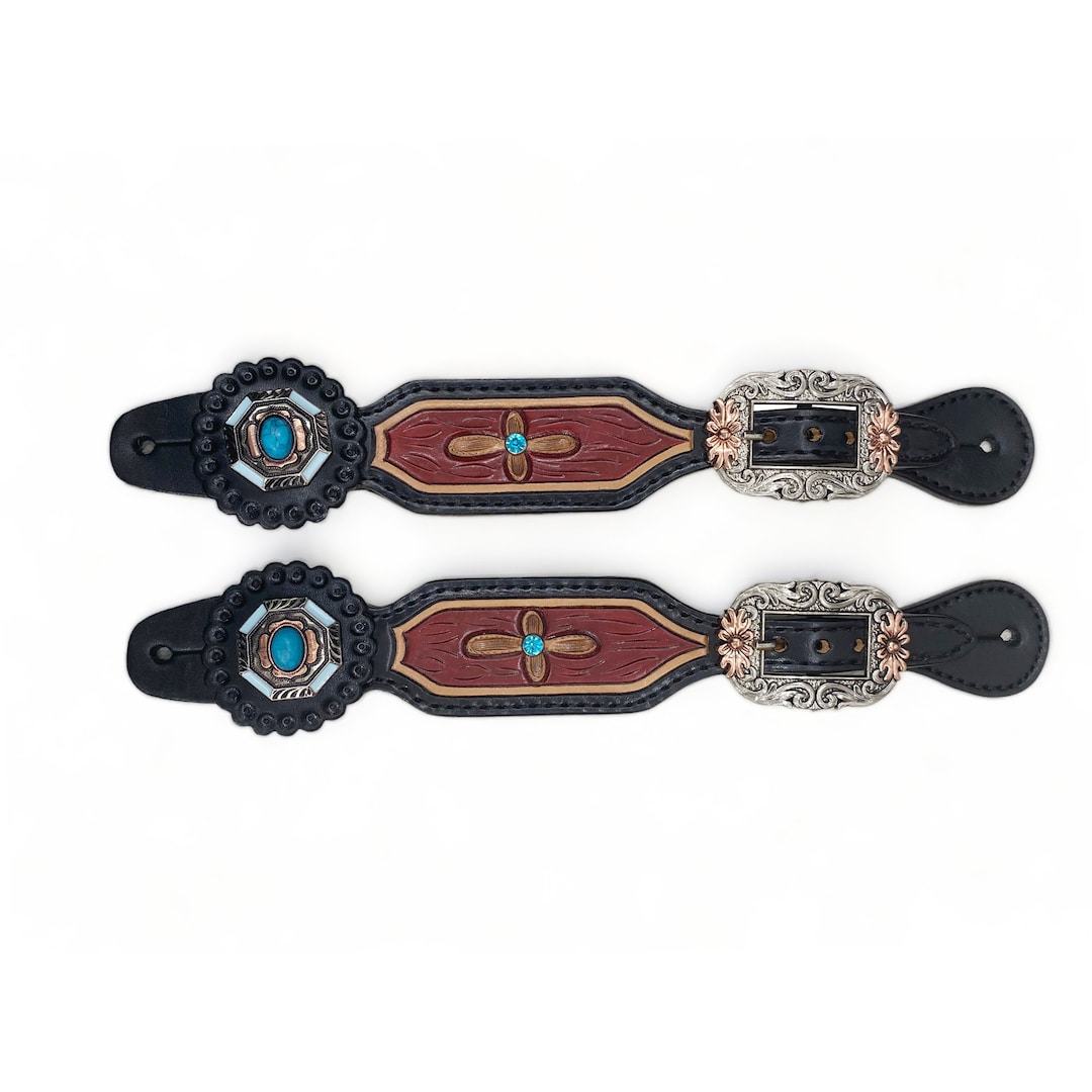 Spurs Leather Ladies Spur Strap Decorated With Turquoise Stone With ...