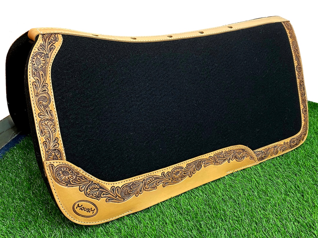 MOUSM Western Leather Saddle Pad, Western Show Saddle Pad, Horse Saddle Pad for Riding, Solid ...
