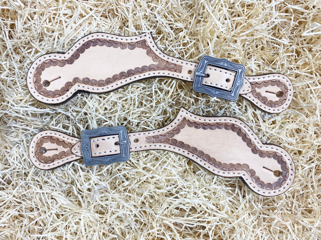 Spurs Leather Men Spur Strap Decorated With Tooled Corners on Plane ...