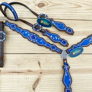 Valentine Day Western Leather Headstall and Breast Collar Tack Set for ...