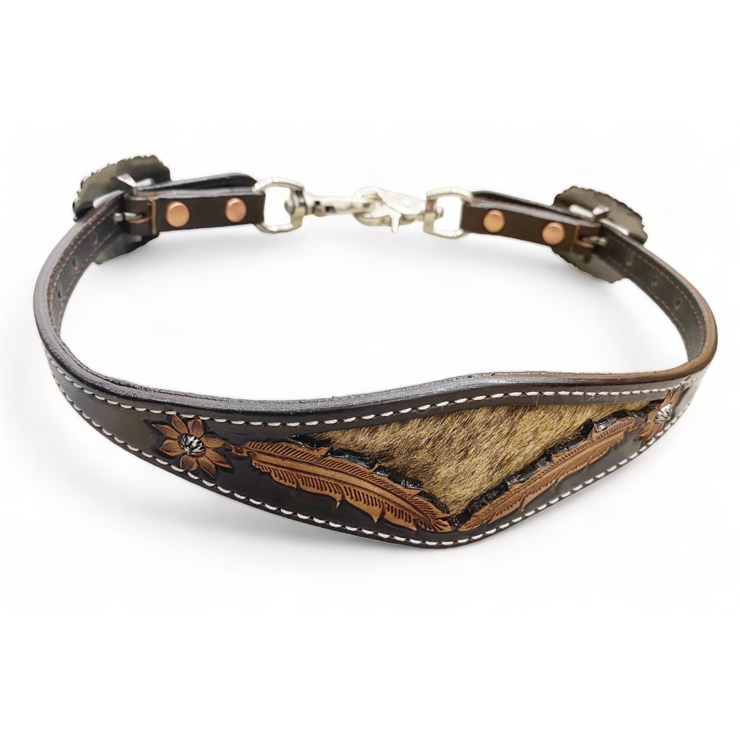 Wither Strap Decorated With Feather Carving and Cow Hide Inlay. Wither ...