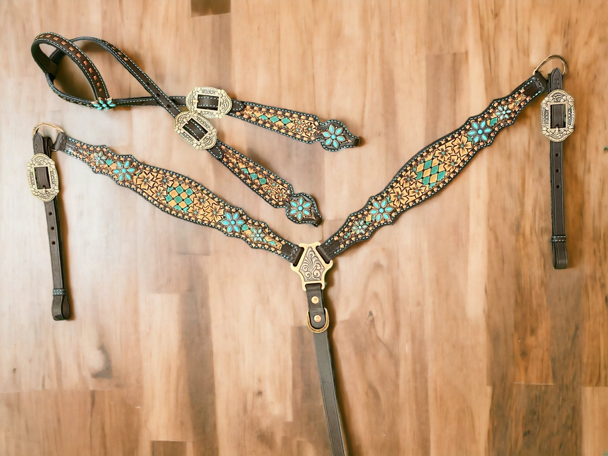 Western Horse Headstall and Breast Collar Set, Leather Headstall for ...