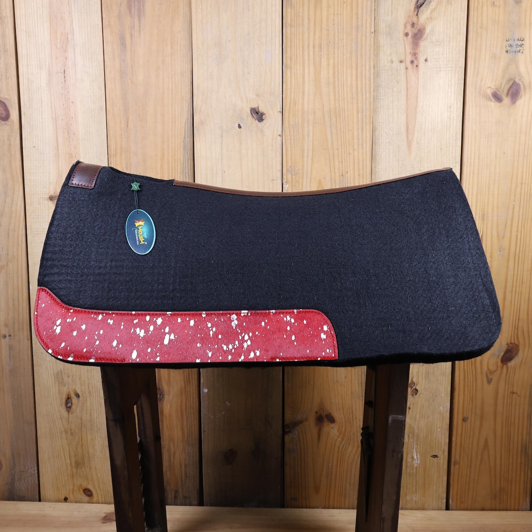 Red Acid Wash Leather Saddle Pad for Western Horse Riding and Shows ...
