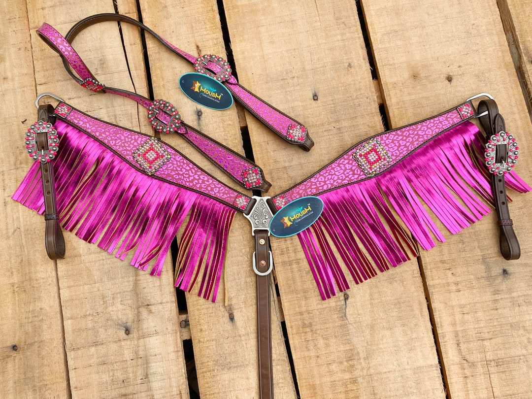 Valentine Day Western Leather Headstall and Breast Collar Tack Set for ...