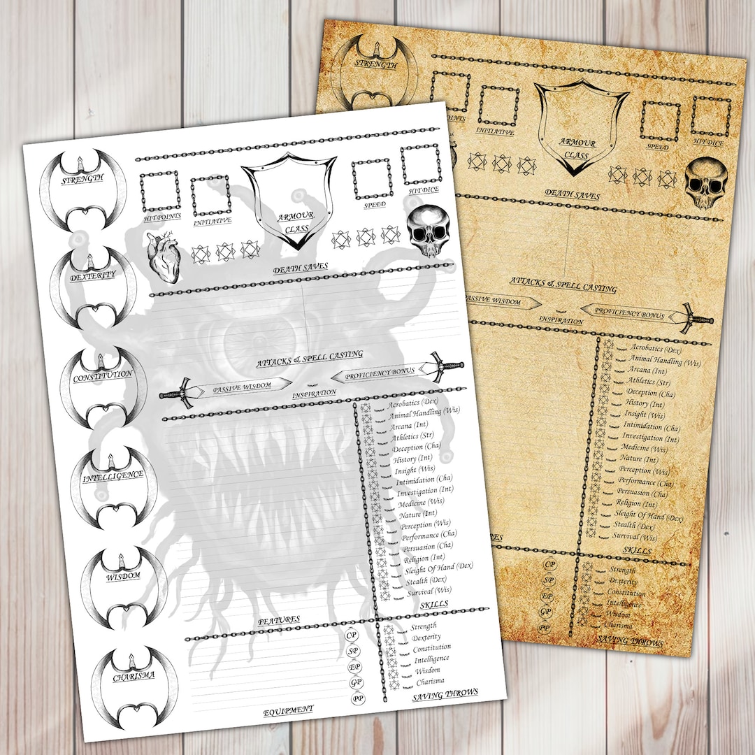 Printable Dungeons and Dragons Character Sheet, Digital Beholder ...