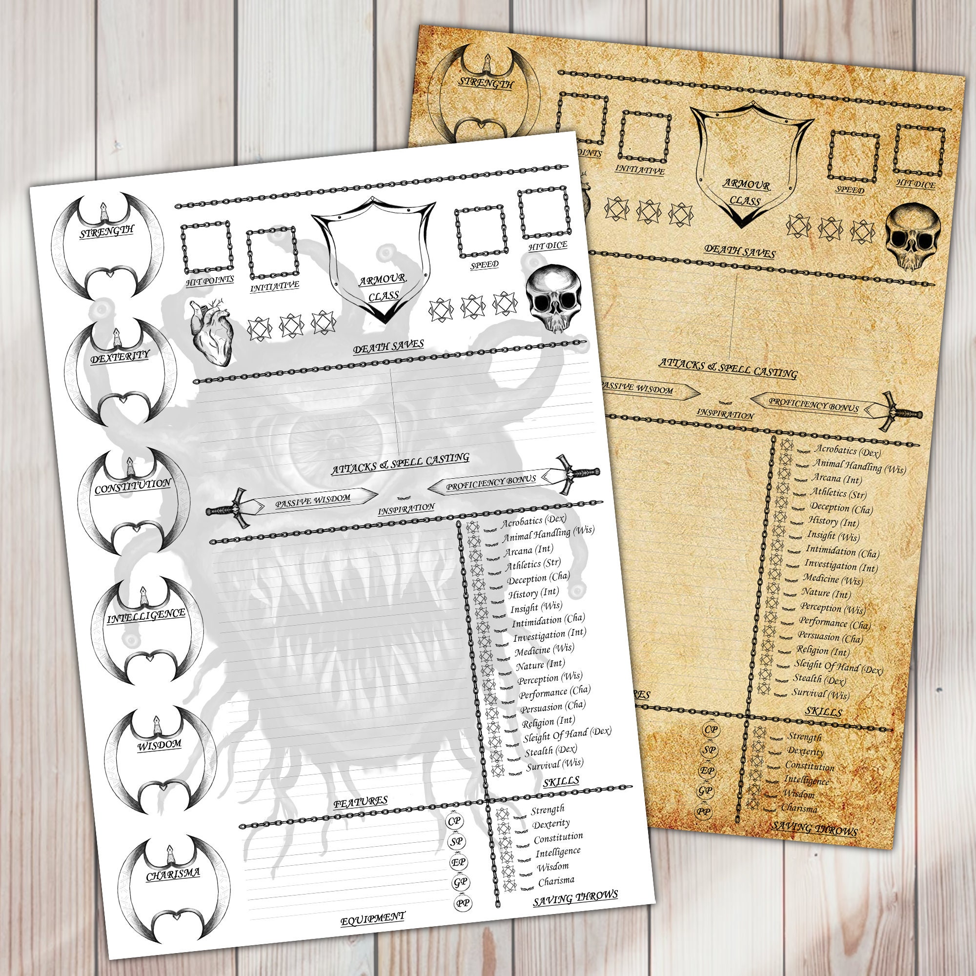 Printable Dungeons and Dragons Character Sheet, Digital Beholder ...