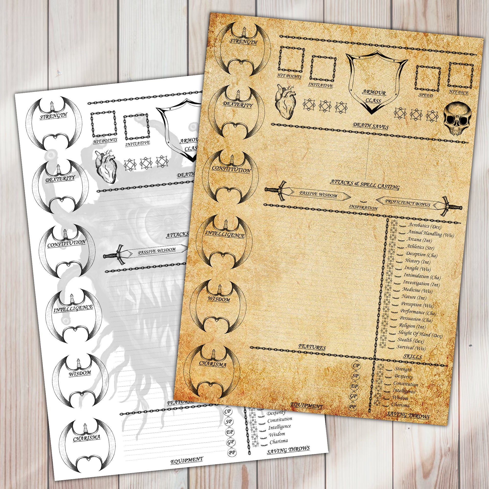 Printable Dungeons and Dragons Character Sheet, Digital Beholder ...
