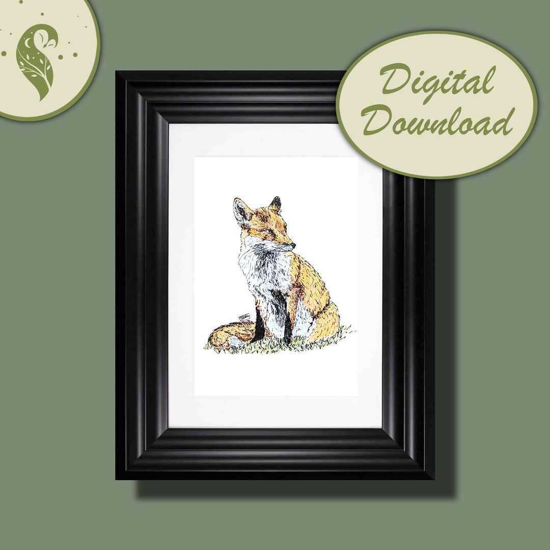 Digital Fox Art Print Instant Download Nursery Illustration Fox Gift UK ...