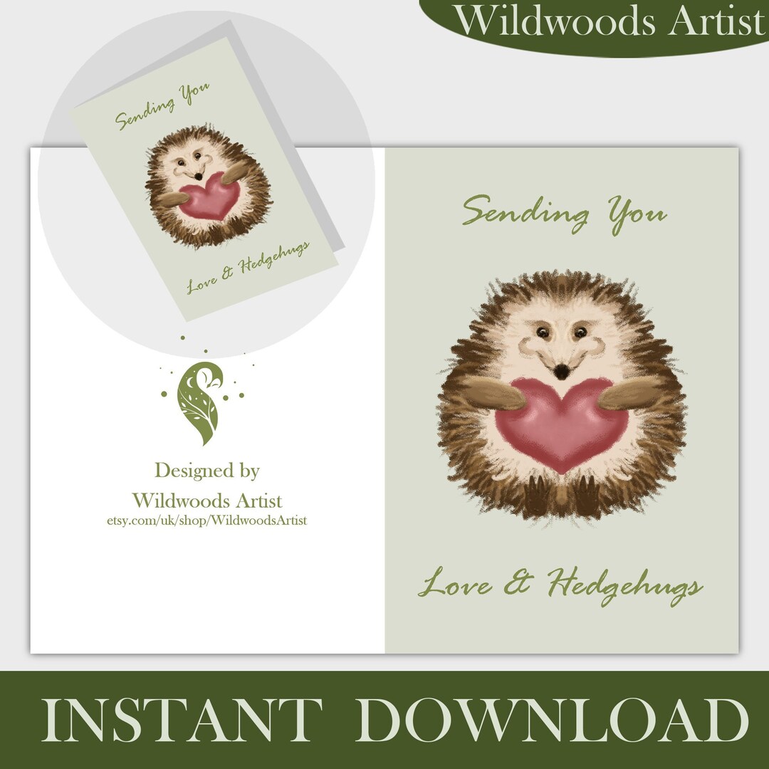Printable Hedgehog Get Well Card, Hedgehog Greetings Card Download, PDF ...