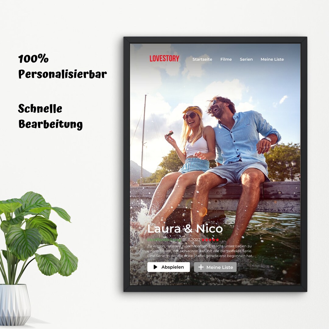 Affiche personnalisée Netflix pour couples et amis – Idée cadeau unique ...
