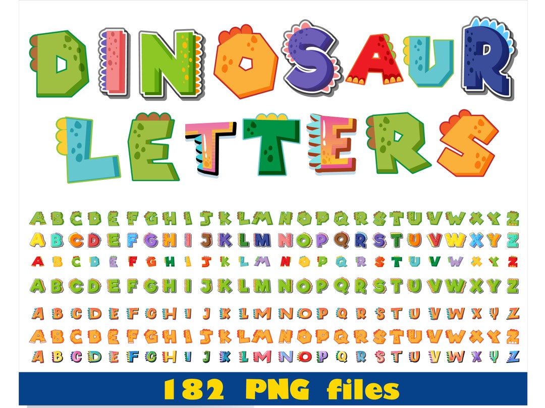 Dinosaur Font Bundle PNG Set | Dinosaur Font Png, Dinosaur Letters Png ...