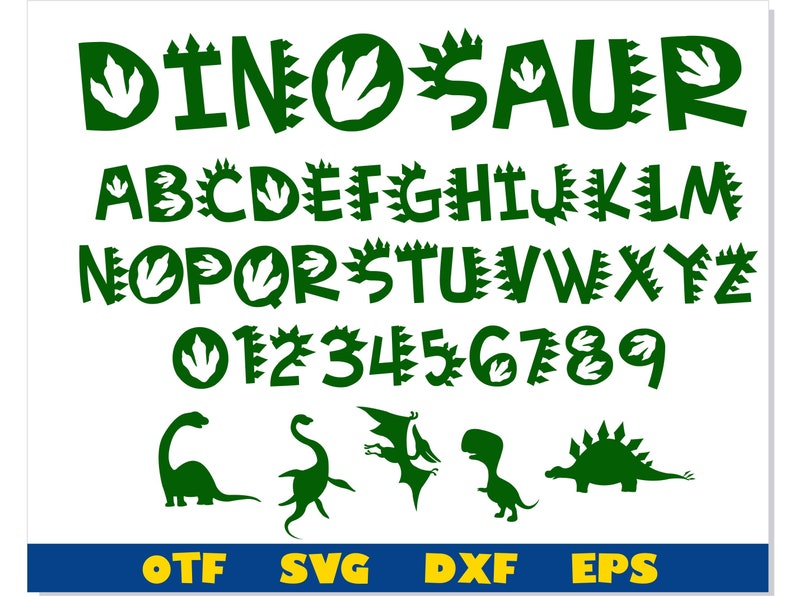Dinosaur Bundle Dinosaur Font Svg Dinosaur Font Otf - Etsy
