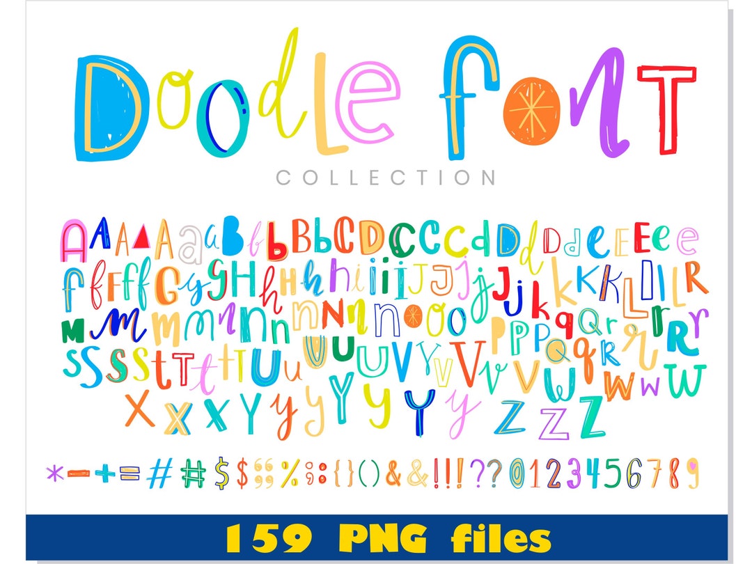 Doodle Font Bundle PNG Set | Doodle Font Png, Doodle Letters Png ...