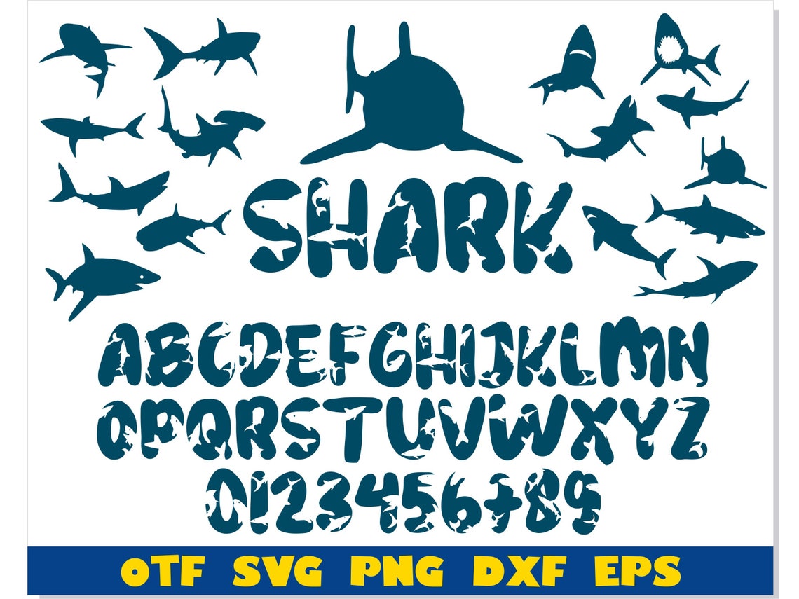 Shark Bundle Shark Font Ott Shark Font Svg Cricut Shark - Etsy