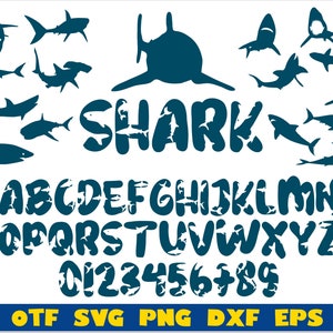 Shark Bundle | Shark Font Ott, Shark Font Svg Cricut, Shark Silhouette ...