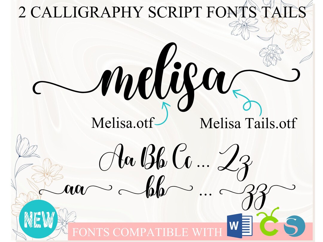 Melisa Font With Tails | Cursive Font Calligraphy Font Script Font ...