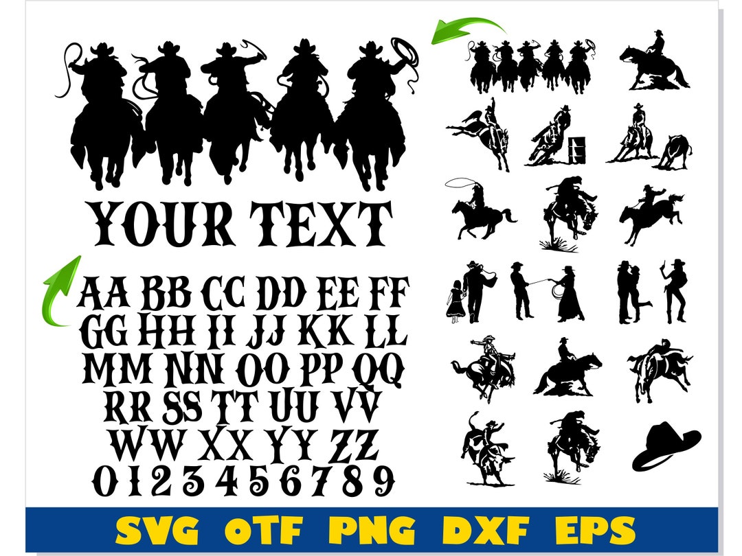 Cowboy Western Bundle | Western Font Svg, Cowboy Svg Png, Western ...