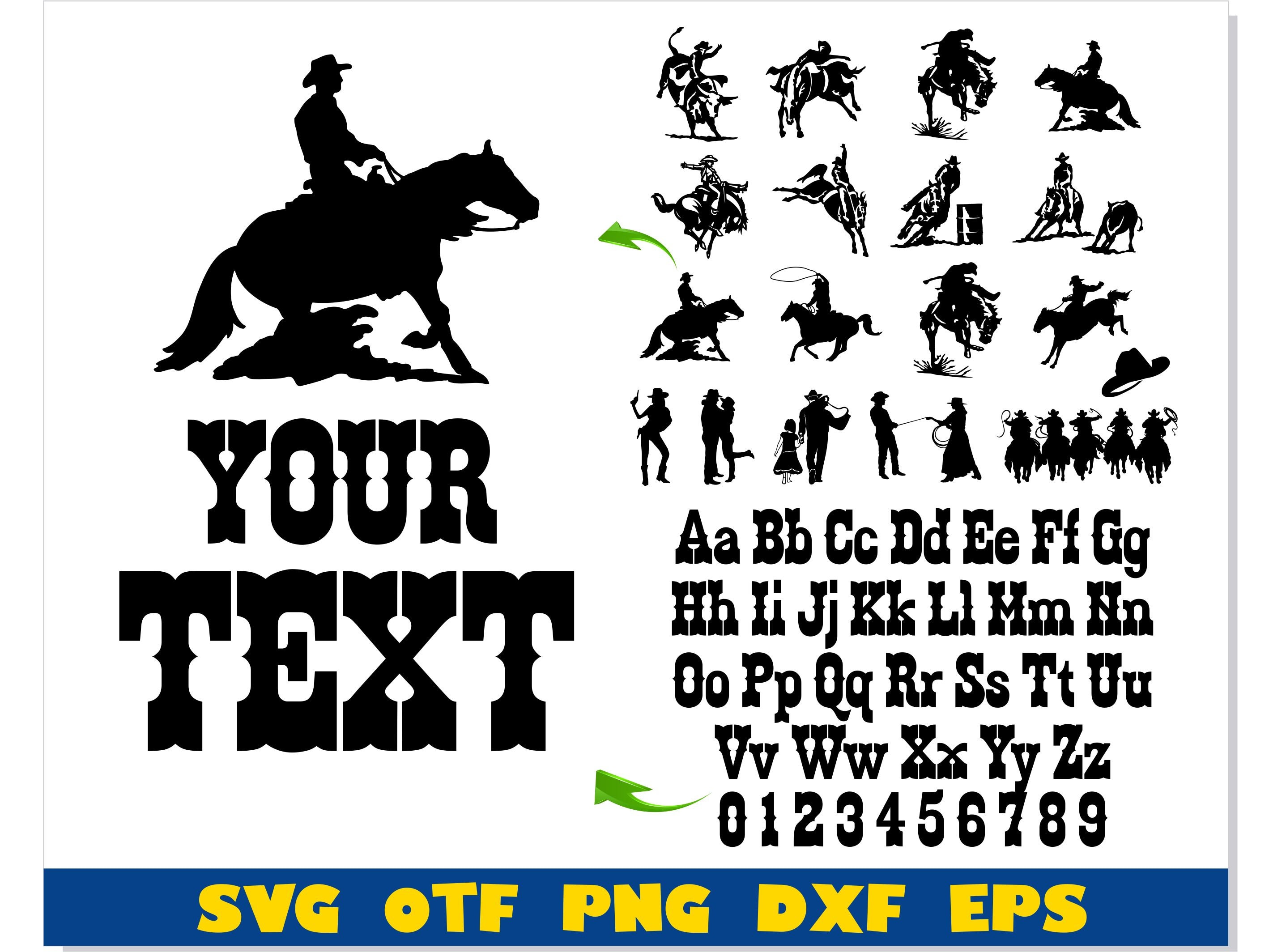 Western Cowboy Rodeo Svg Bundle Western Font Svg Cowboy Svg - Etsy