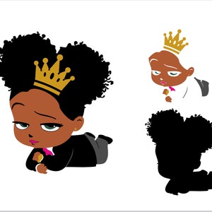 Princess African Boss Baby Girl + Golden Boss Baby Girl Font + Logo ...