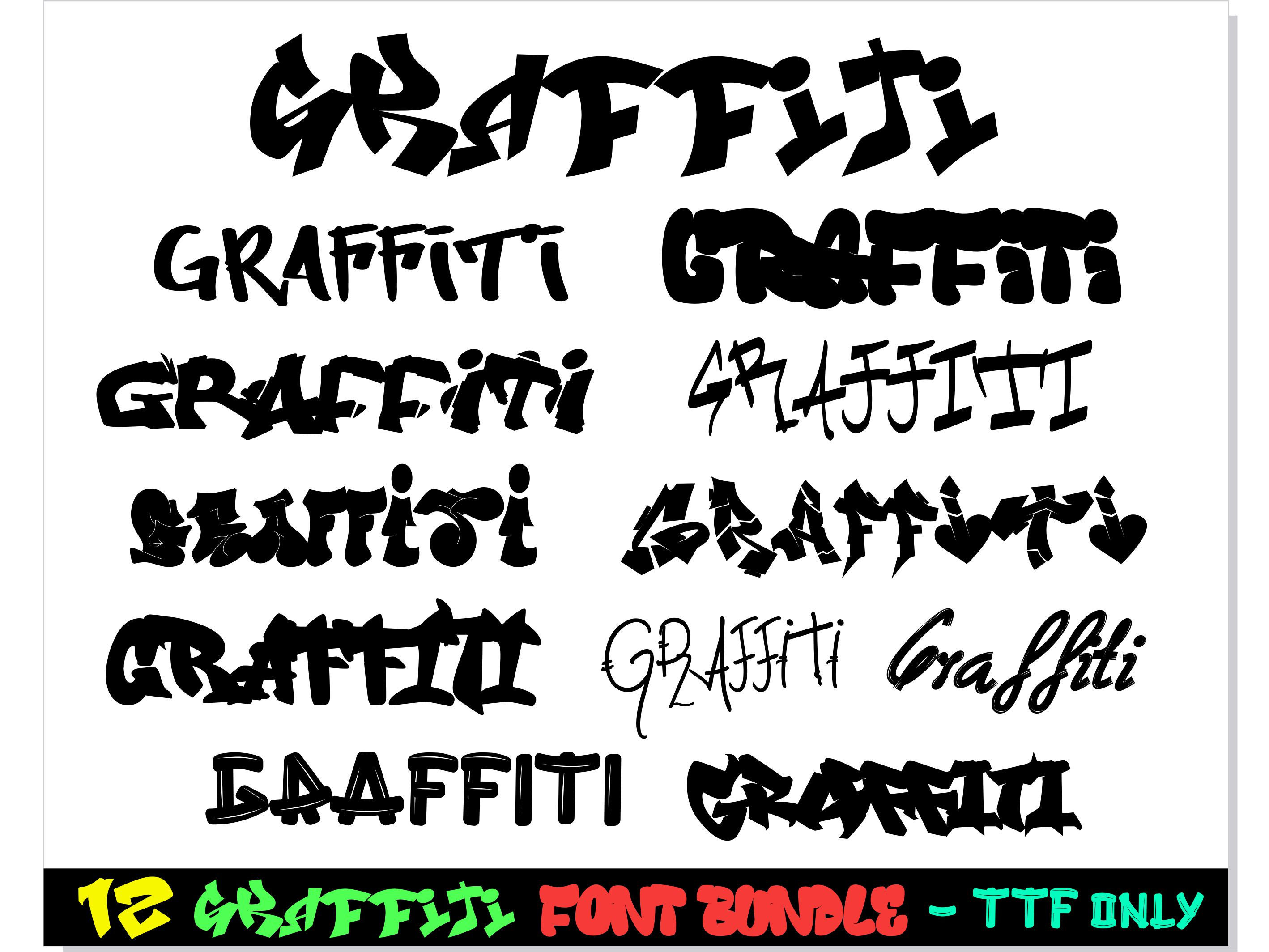 12 Graffiti Fonts TTF Graffiti Font Bundle Graffiti - Etsy
