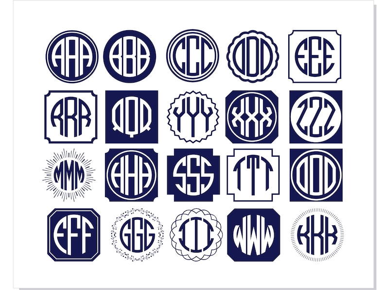 Circle Monogram Font Frames svg Png Otf Monogram Frames - Etsy