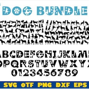 Dog Bundle Svg, Dog Font Svg, Dog Font Otf, Dog Font Svg Cricut, Dog ...