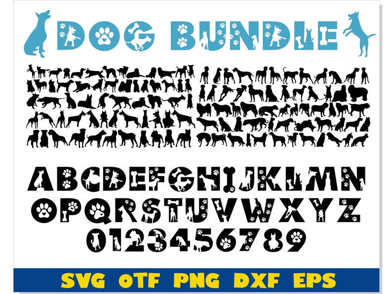 Dog Bundle Svg, Dog Font Svg, Dog Font Otf, Dog Font Svg Cricut, Dog ...