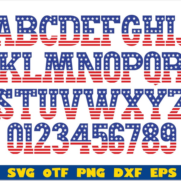 American Flag Font Svg - Etsy