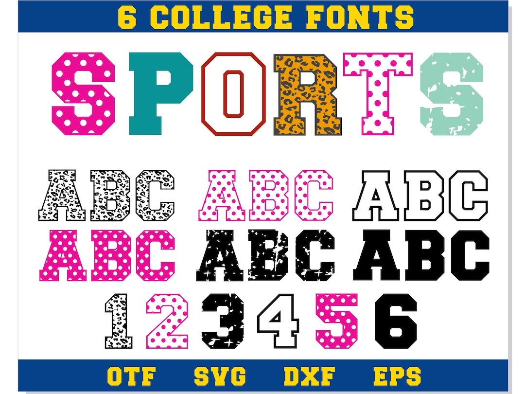 6 College Fonts Bundle | Sports Font, College Font, Polka Dot Font ...
