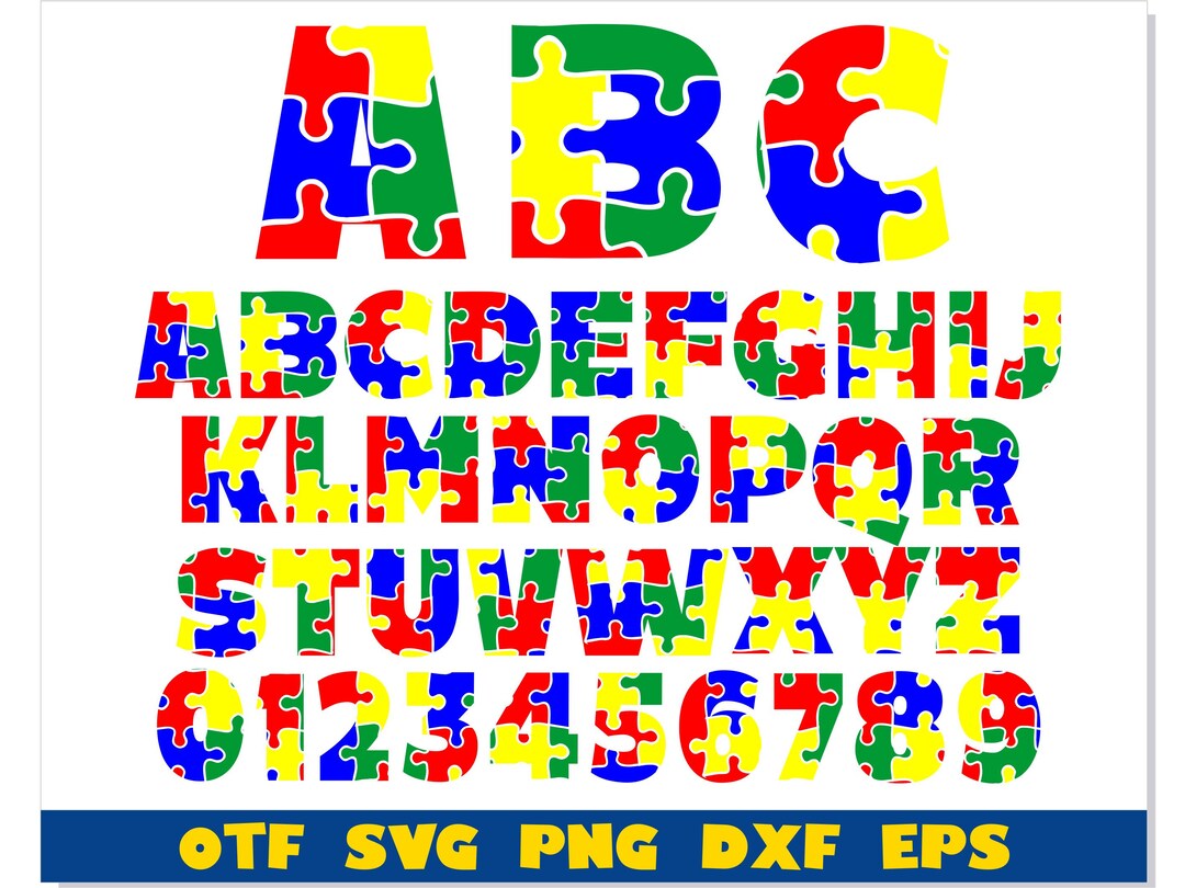 Autism Puzzle Font SVG, Puzzle Font Ttf, Autism Font Svg, Puzzle Font ...